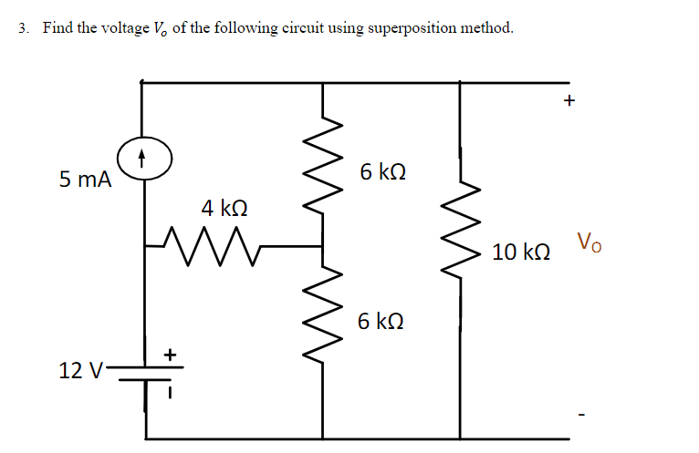 Solved Find The Voltage V Of The Following Circuit Using