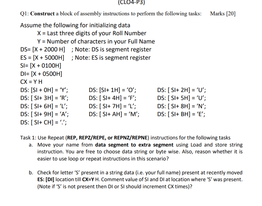 CLO4-P3) Q1: Construct a block of assembly | Chegg.com