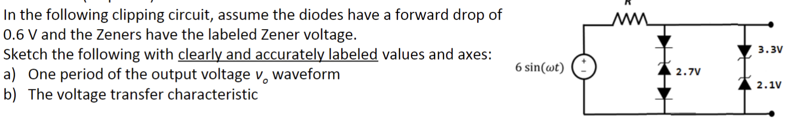 Solved In the following clipping circuit, assume the diodes | Chegg.com