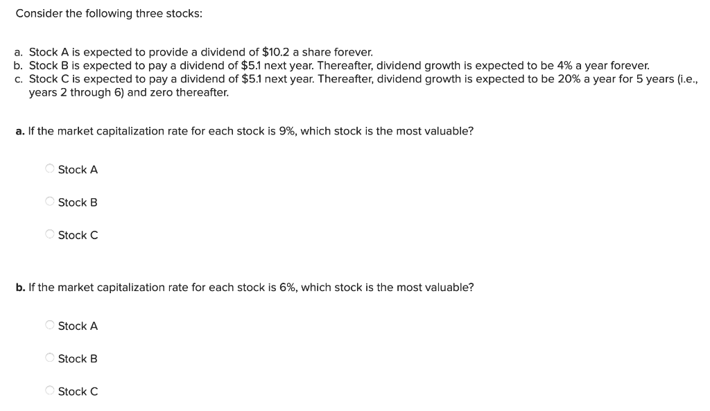 Solved Consider the following three stocks: a. Stock A is | Chegg.com