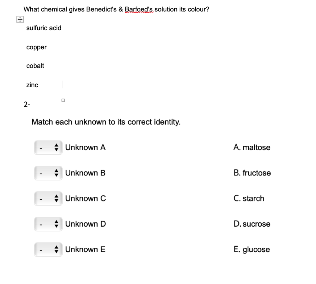 What chemical gives Benedict's & Barfoed's, solution | Chegg.com