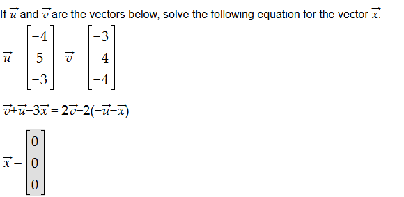 If ﻿vec(u) ﻿and vec(v) ﻿are the vectors below, solve | Chegg.com