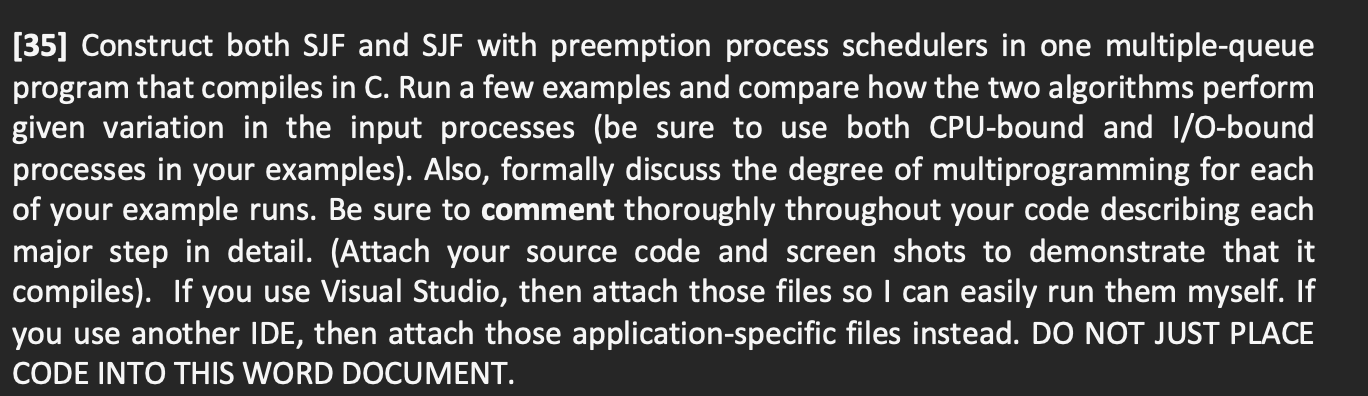 Solved [35] Construct Both Sjf And Sjf With Preemption