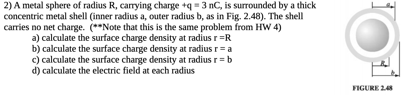 Solved 2) A metal sphere of radius R, carrying charge | Chegg.com