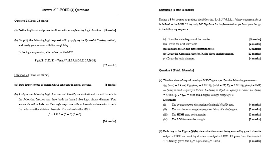 Solved Answer ALL FOUR (4) Questions Question 3 (Total: 25 | Chegg.com