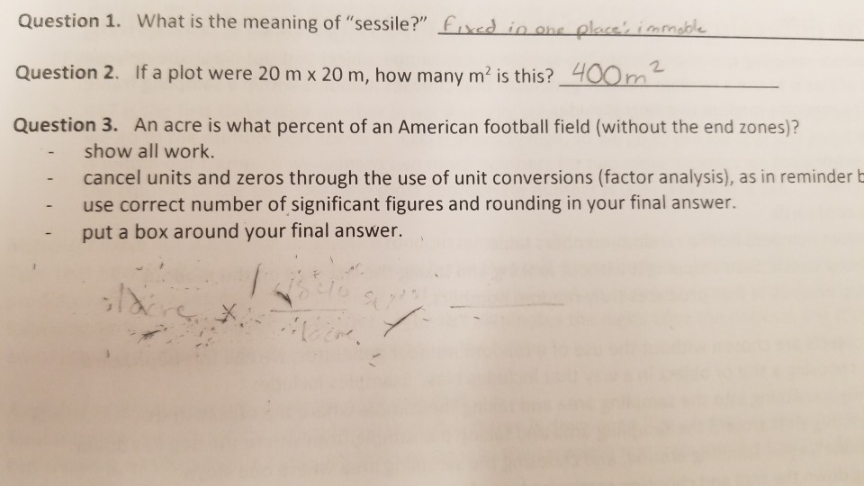 Solved Question 1. What is the meaning of “sessile?" fixed | Chegg.com