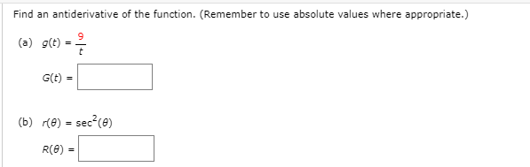 Solved Find an antiderivative of the function. (Remember to | Chegg.com
