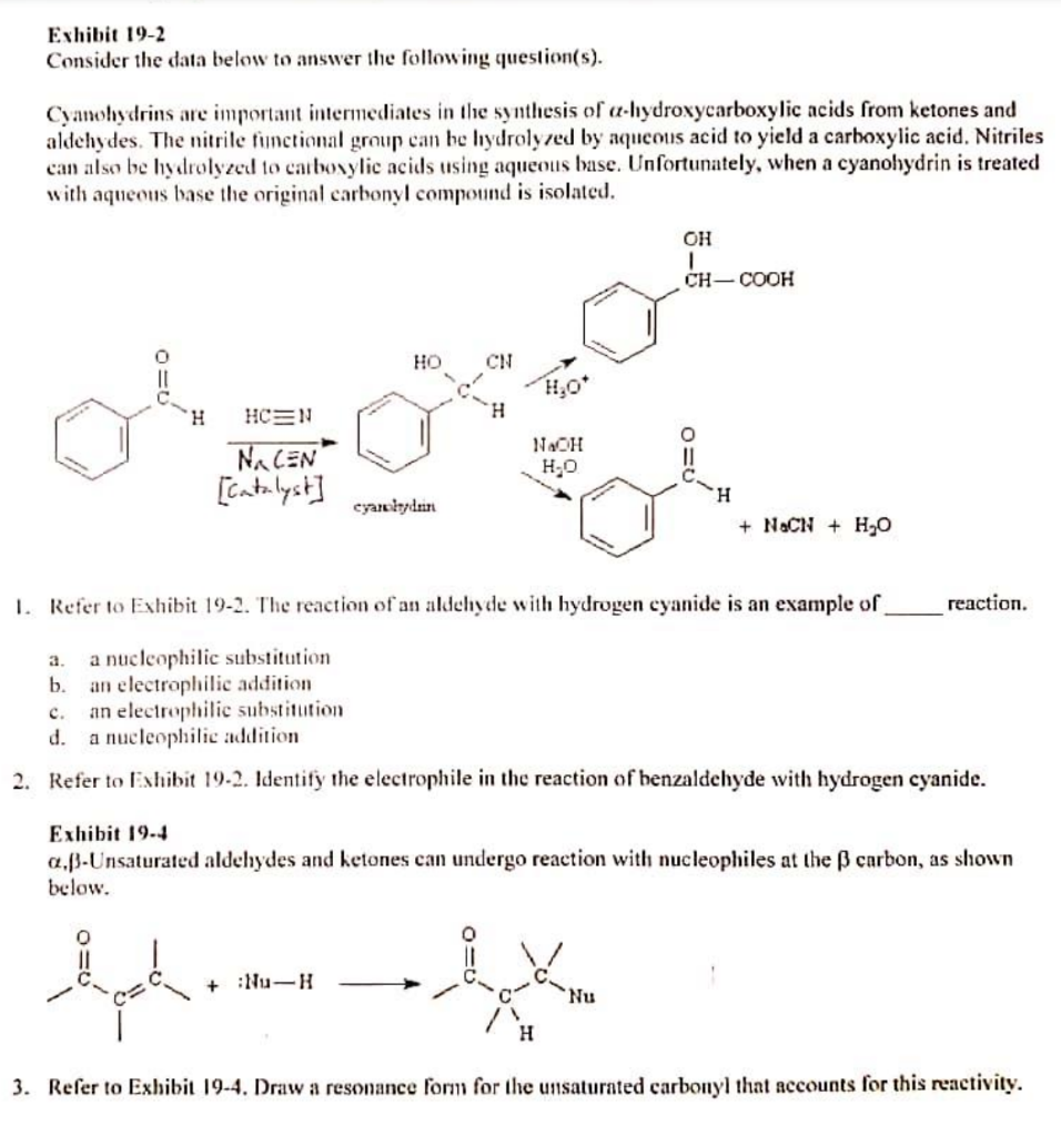 Solved Exhibit 19-2 Consider the data below to answer the | Chegg.com