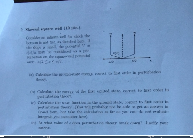 Solved 2. Skewed square well (10 pts.). Cousider an infinite | Chegg.com