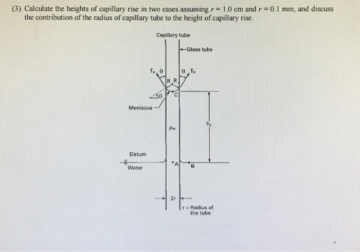 Solved Calculate the heights of capillary rise in two cases | Chegg.com