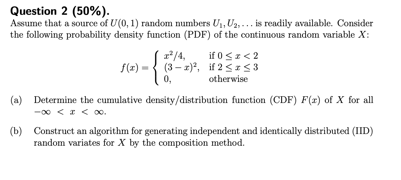 Solved Question 2 (50\%). Assume that a source of U(0,1) | Chegg.com