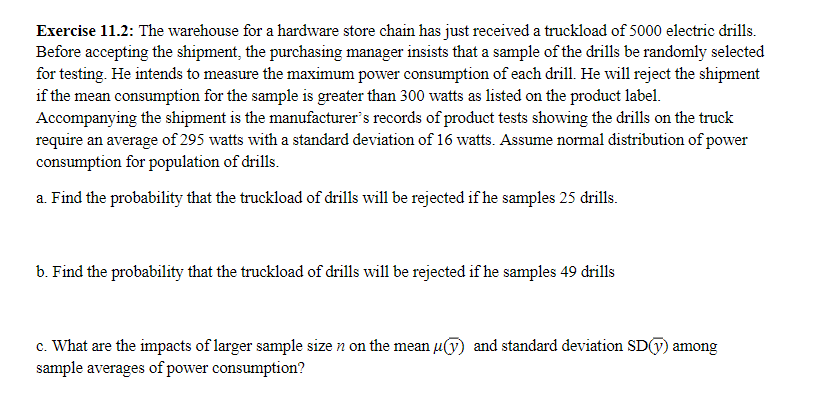 Solved Exercise 11.2: The warehouse for a hardware store | Chegg.com