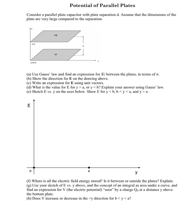 Solved Potential of Parallel Plates Consider a parallel | Chegg.com