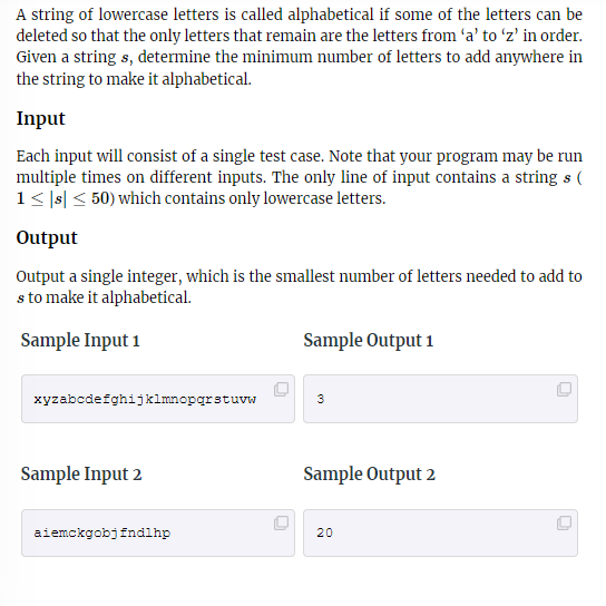 Solved A string of lowercase letters is called alphabetical | Chegg.com