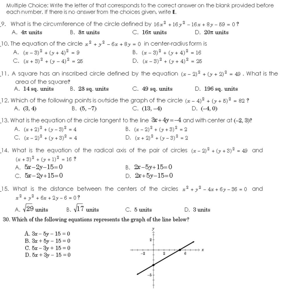 Solved Multiple Choice: Write the letter of that corresponds | Chegg.com