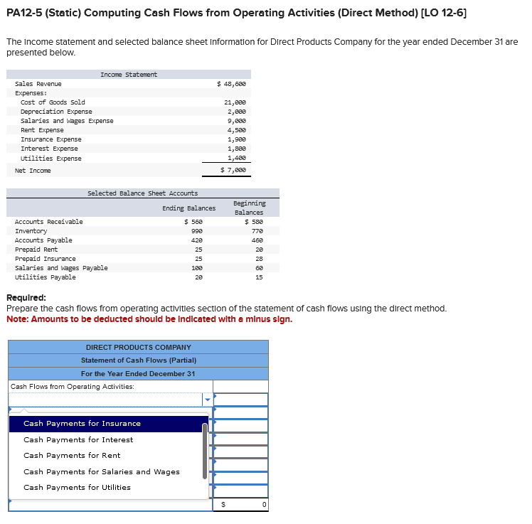 Solved by an EXPERT PA12-5 (Static) ﻿Computing Cash Flows from Operating | Chegg.com