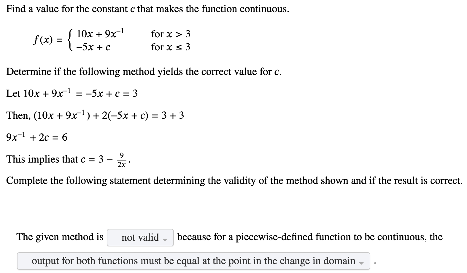 Solved Find a value for the constant c ﻿that makes the | Chegg.com