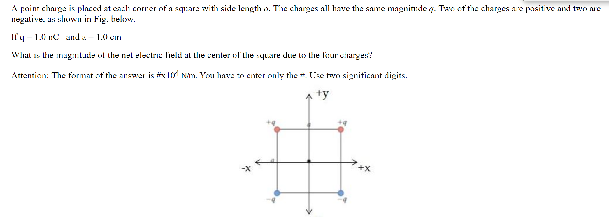 Solved A point charge is placed at each corner of a square | Chegg.com