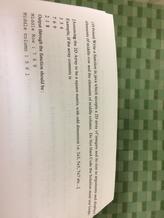 Solved Write A Function In Java Which Accepts A 2d Array Of 0315