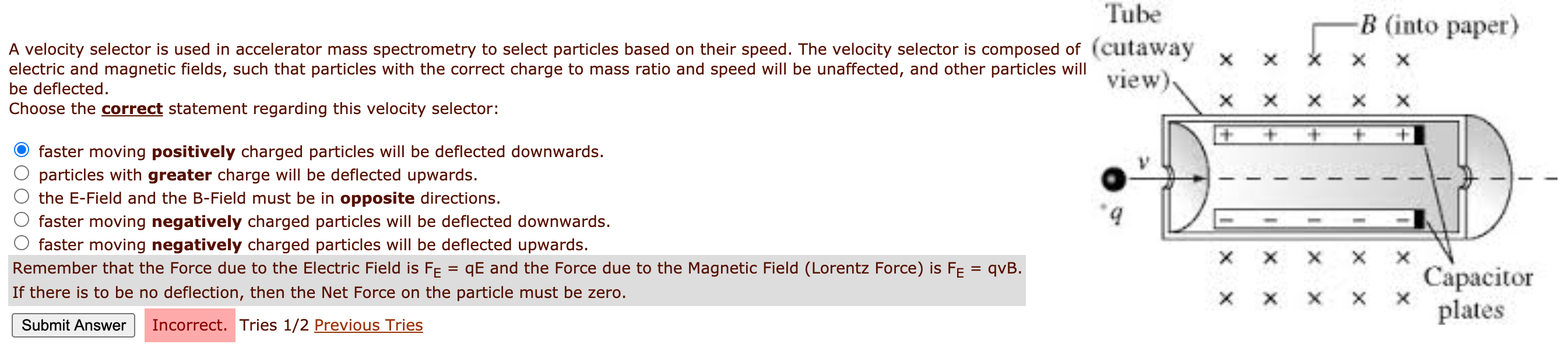 Solved B (into paper) Tube A velocity selector is used in | Chegg.com