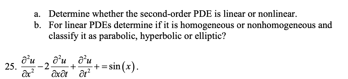 Solved A Determine Whether The Second Order Pde Is Linear