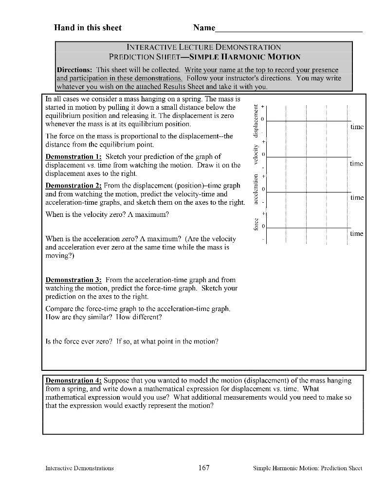 Solved Hand in this sheet Name time INTERACTIVE LECTURE | Chegg.com