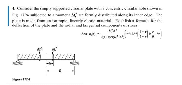 Solved 4. Consider the simply supported circular plate with | Chegg.com