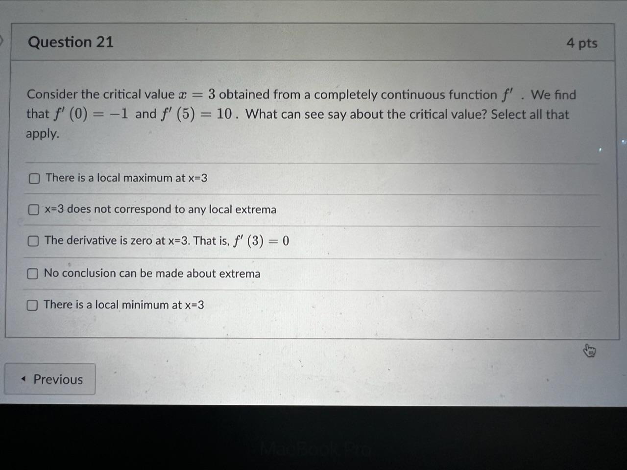 Solved The derivative f′(x) of an unknown function f(x) has | Chegg.com