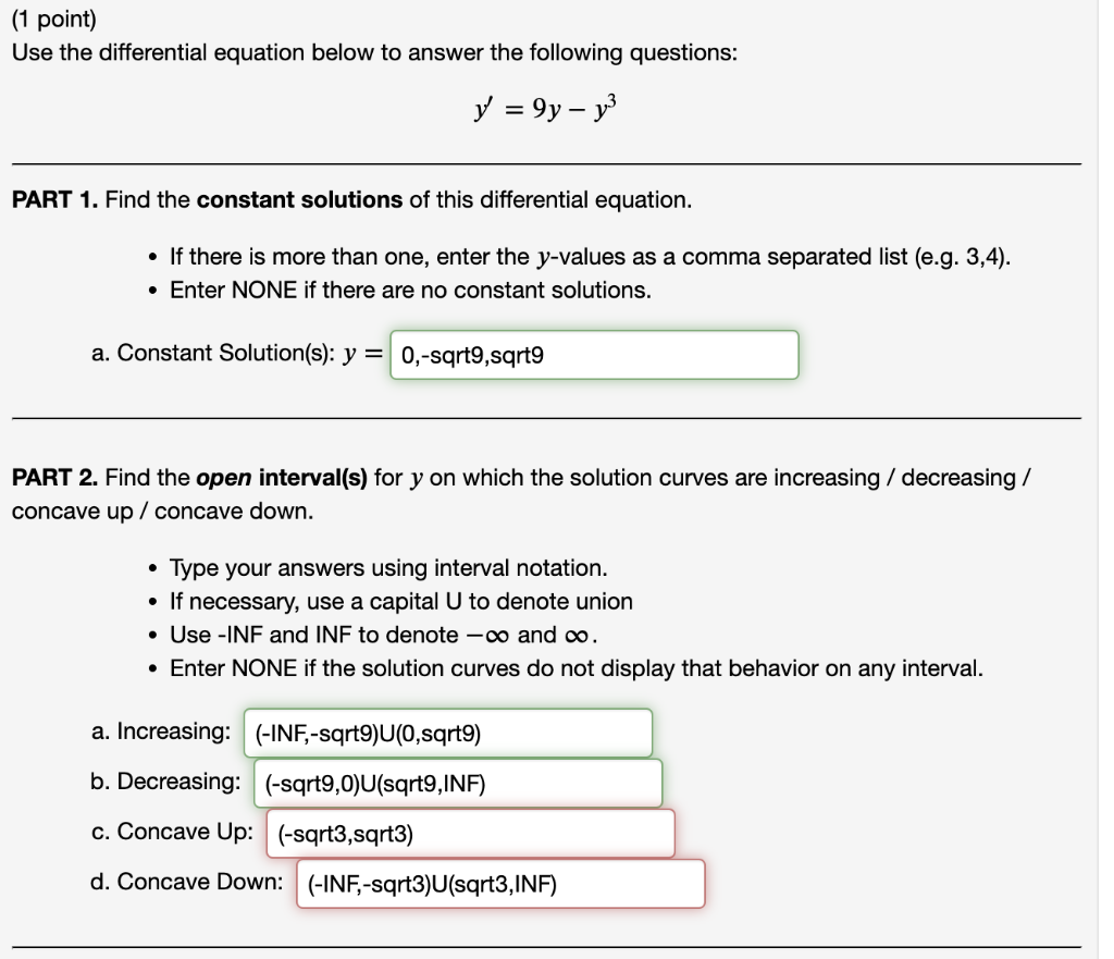 Solved (1 point) Use the differential equation below to | Chegg.com