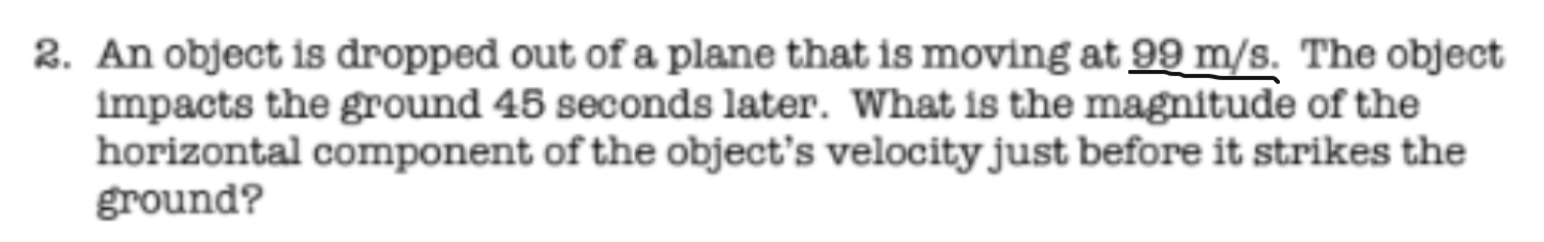 Solved 6. An object is dropped out of a plane that is moving | Chegg.com