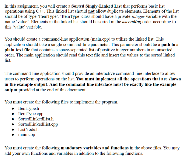 Solved In this assignment, you will create a Sorted | Chegg.com