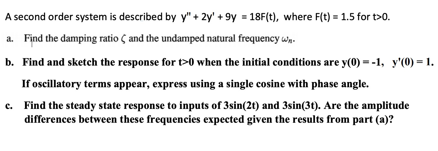 Solved A second order system is described by | Chegg.com