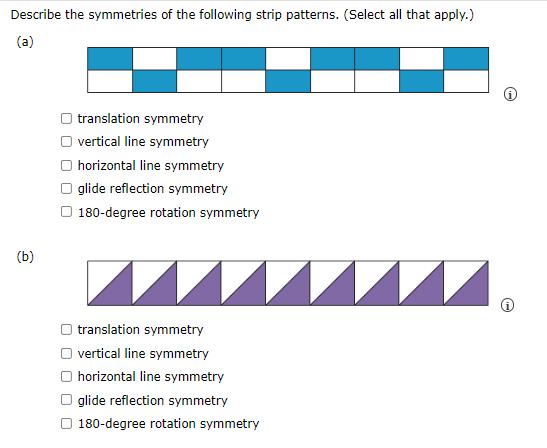 Solved Describe the symmetries of the following strip | Chegg.com