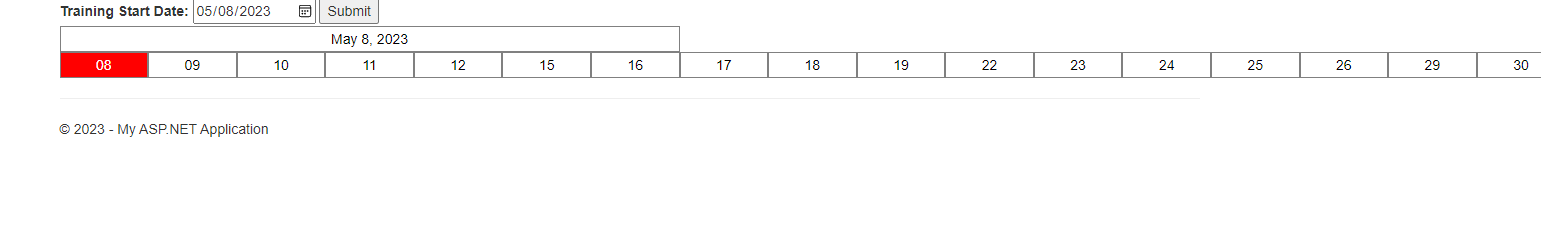 Solved Aspnet Mvc C Vs 2019how To Display The First Day Of 