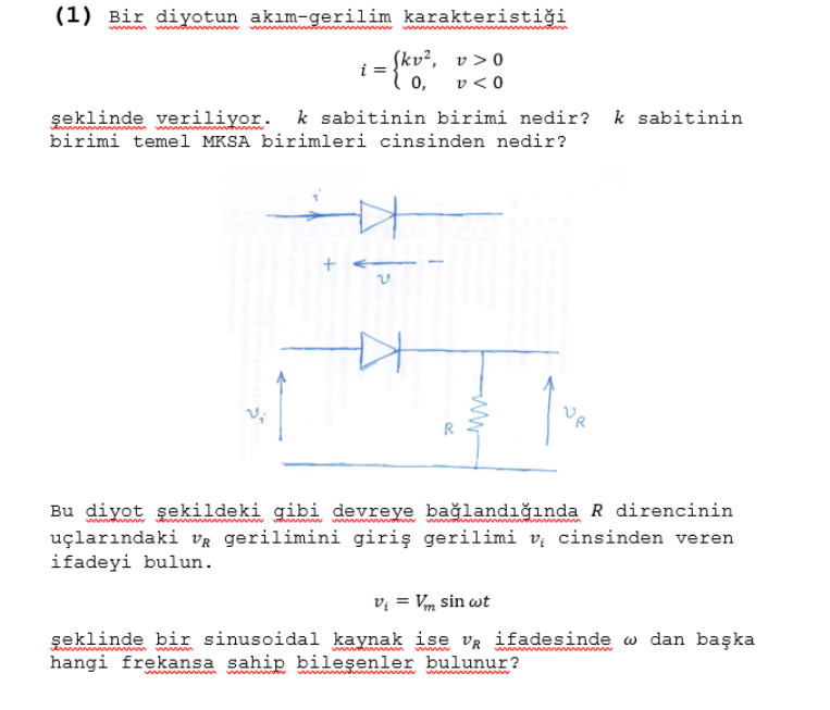 (1) Bir diyotun akım-gerilim karakteristigi | Chegg.com