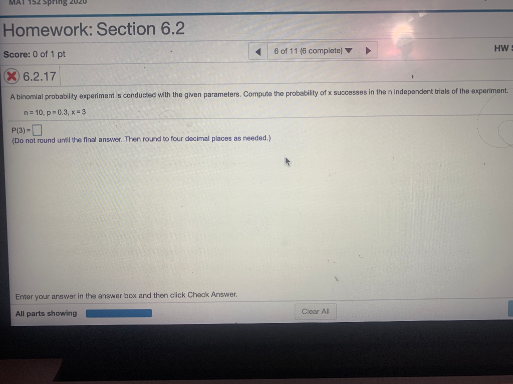 Solved Homework Section 6 2 Score 0 Of 1 Pt 6 Of 11 6