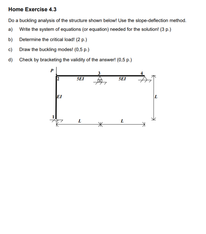 Solved Home Exercise 4.3 Do a buckling analysis of the | Chegg.com