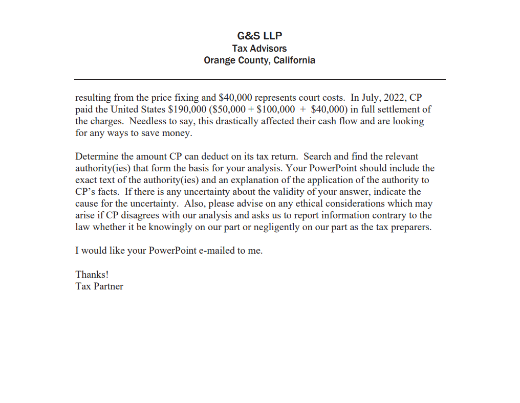 Solved G\&S LLP Tax Advisors Orange County, California TO: | Chegg.com