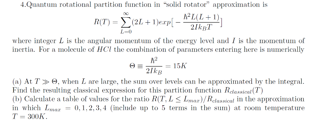 4.Quantum rotational partition function in "solid | Chegg.com