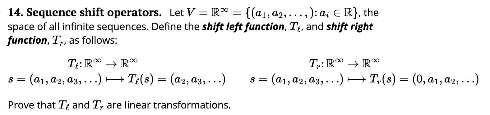 Solved 14. Sequence shift operators. Let | Chegg.com