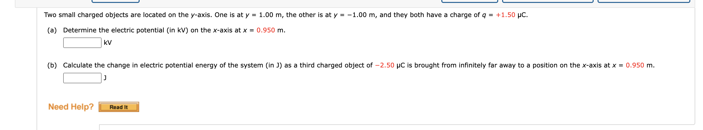 Solved Two small charged objects are located on the y-axis. | Chegg.com