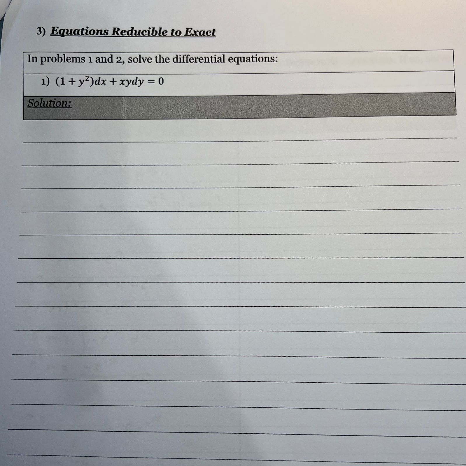 Solved 3) Equations Reducible to Exact In problems 1 and 2, | Chegg.com