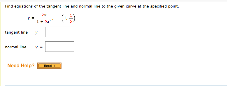 [Solved]: Find equations of the tangent line and normal li
