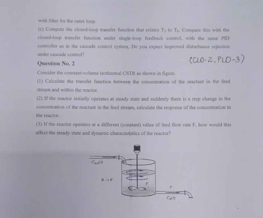 Solved Question No.1 (CLO-2, PLO-3) Consider the system of | Chegg.com