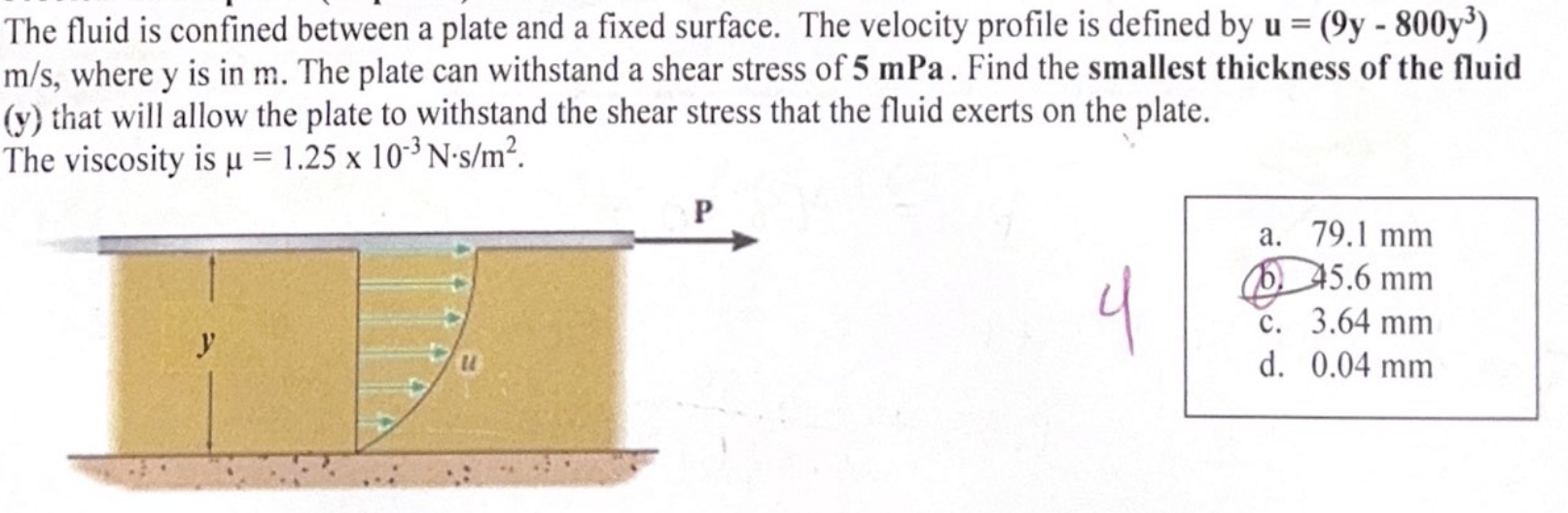 Solved The fluid is confined between a plate and a fixed | Chegg.com