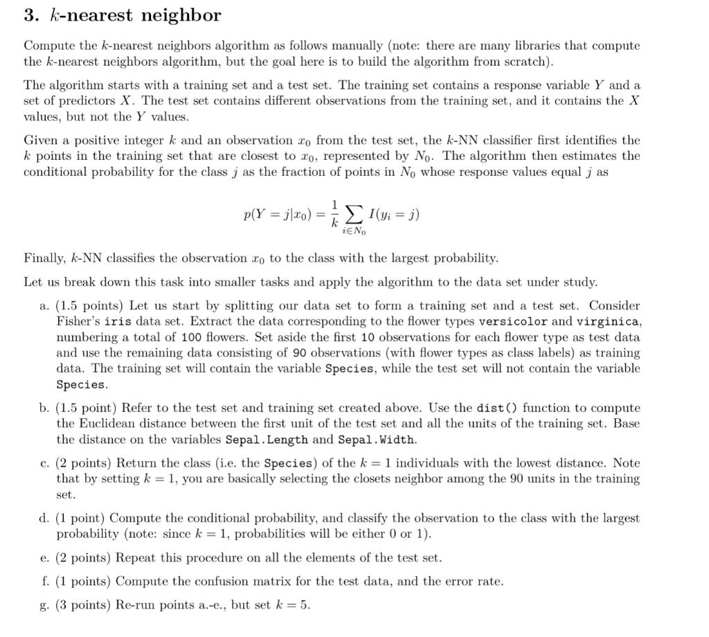3. k-nearest neighbor Compute the k-nearest neighbors | Chegg.com