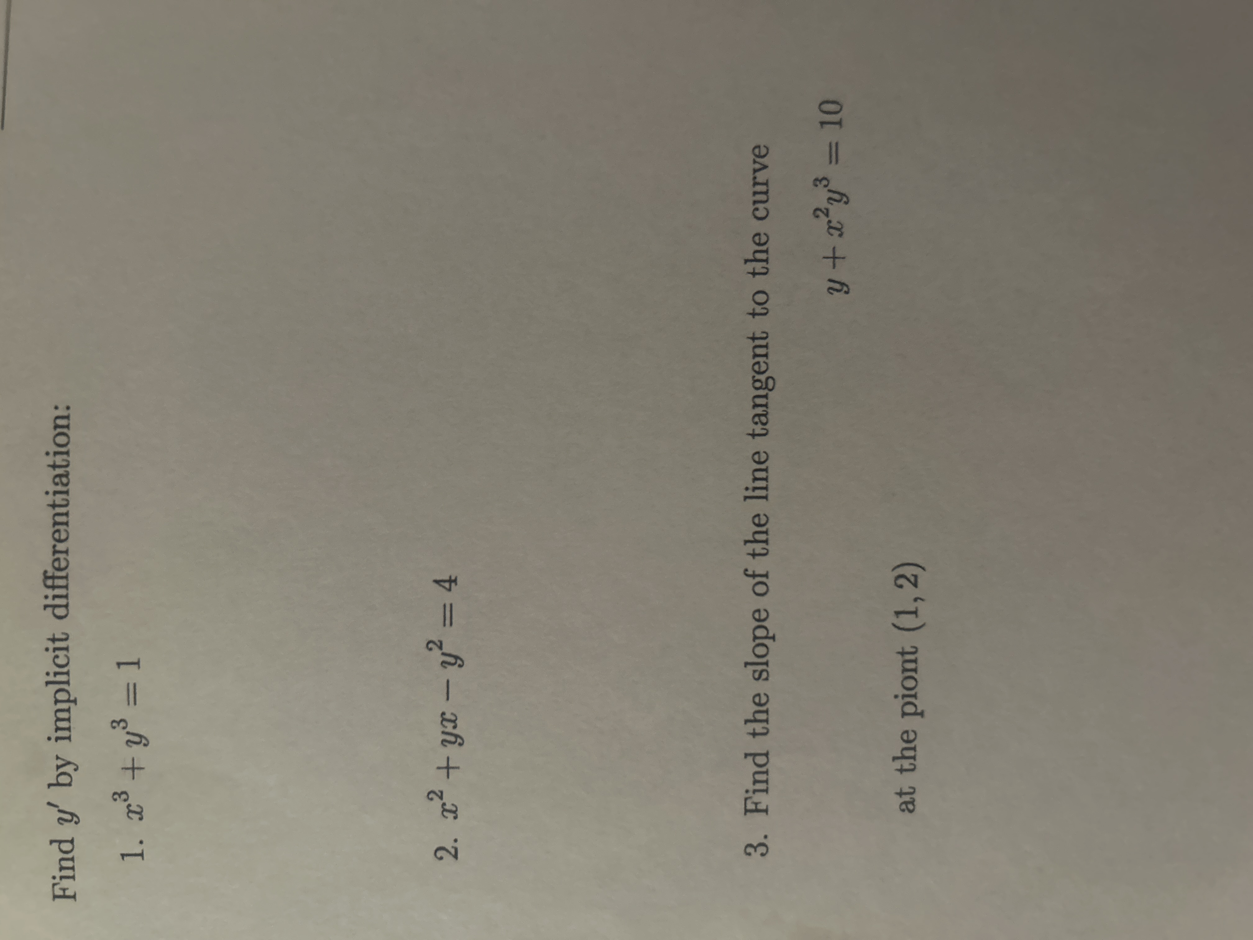 Solved Find y' by ﻿implicit | Chegg.com