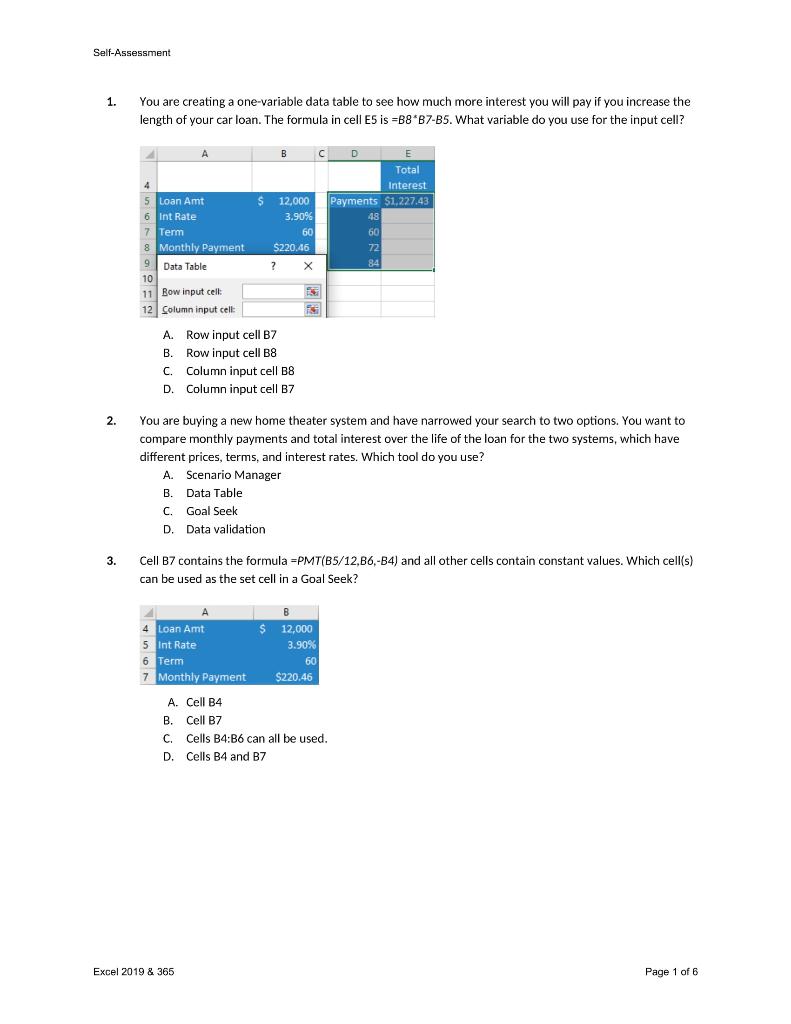 1. You are creating a one-variable data table to see | Chegg.com