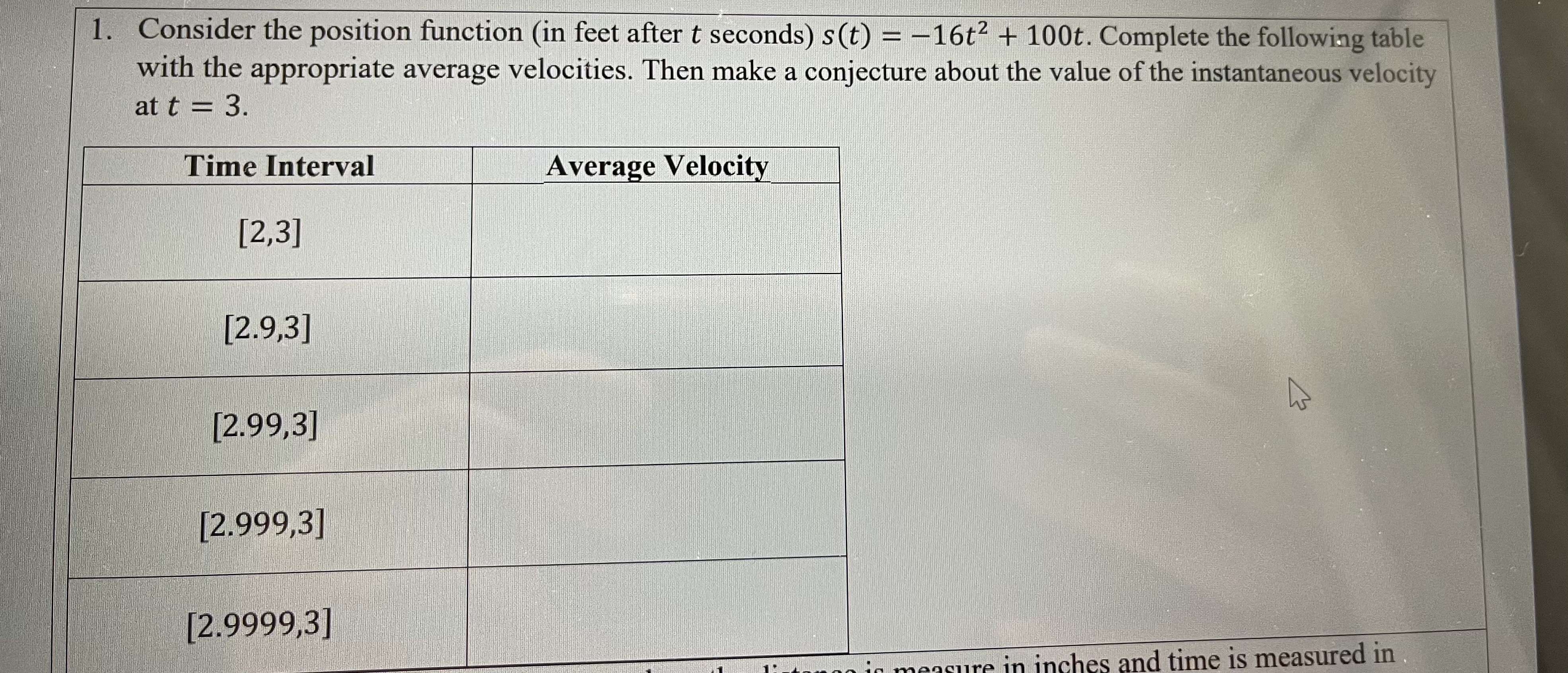 Solved Consider the position function (in feet after t | Chegg.com