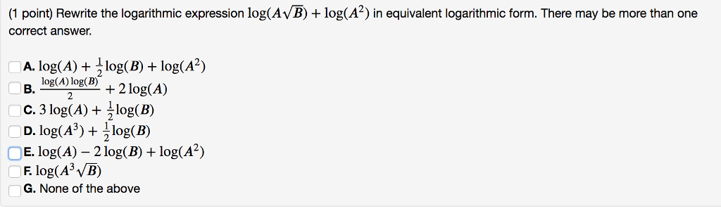 Solved (1 point) Rewrite the logarithmic expression | Chegg.com
